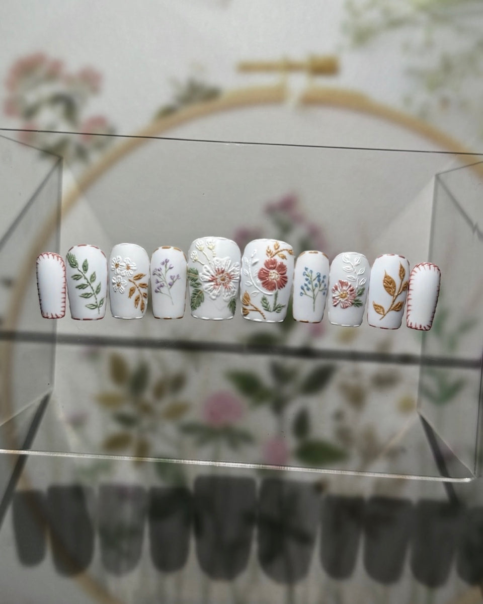 Floral Embroidery – Pamper Nail Gallery