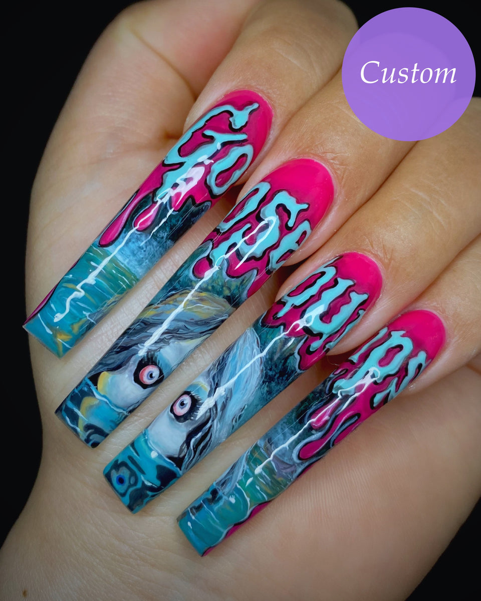 Custom Scary Book Cover Press-Ons – Pamper Nail Gallery